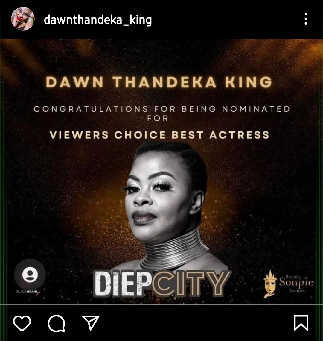 Congrats: Dawn Thandeka King Nominated for Best Actress Award - South ...